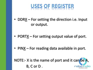Input Output programming in AVR microcontroller | PPTX