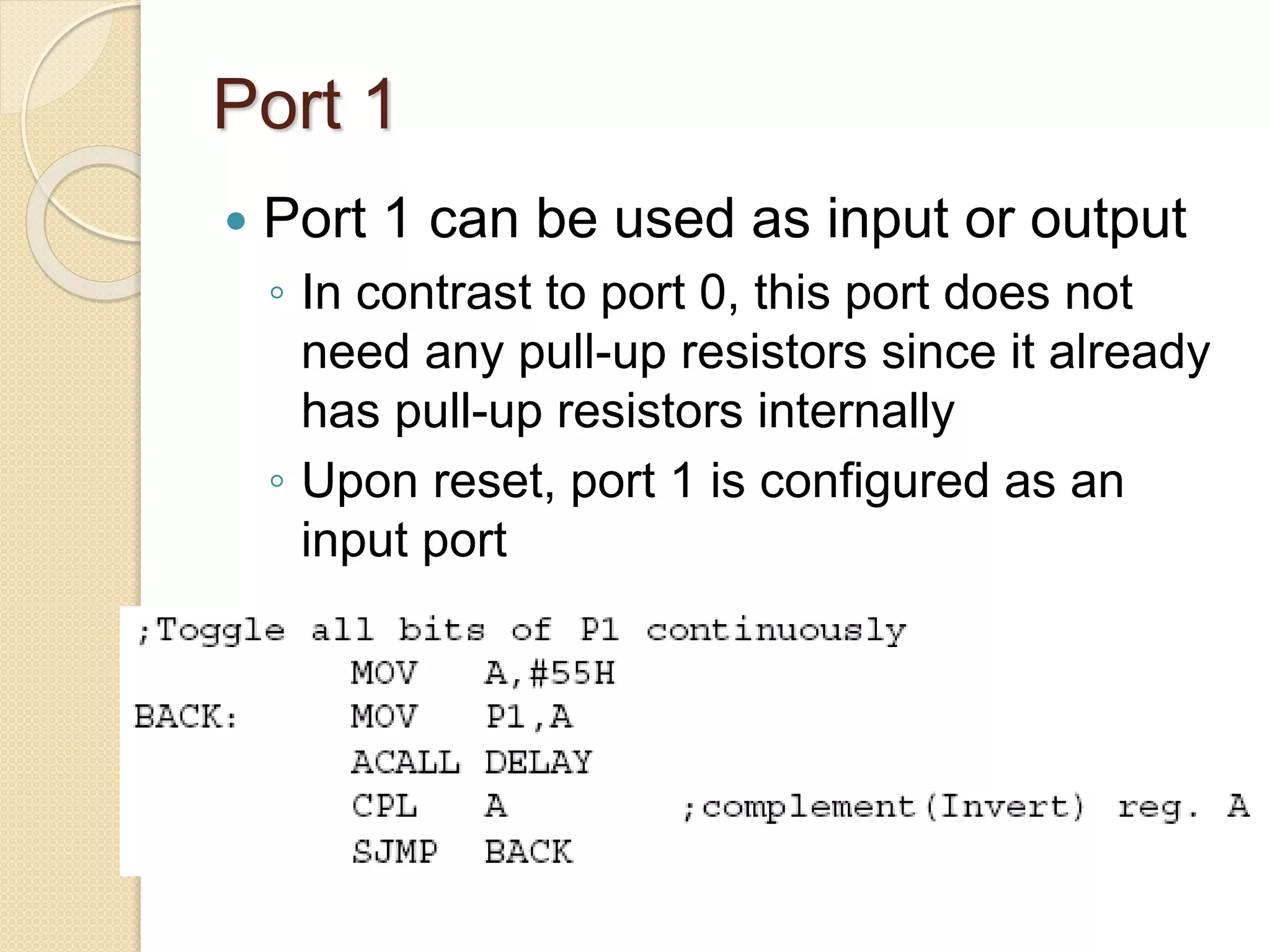 I/O port programming in 8051 | PPTX | Operating Systems | Computer Software and Applications