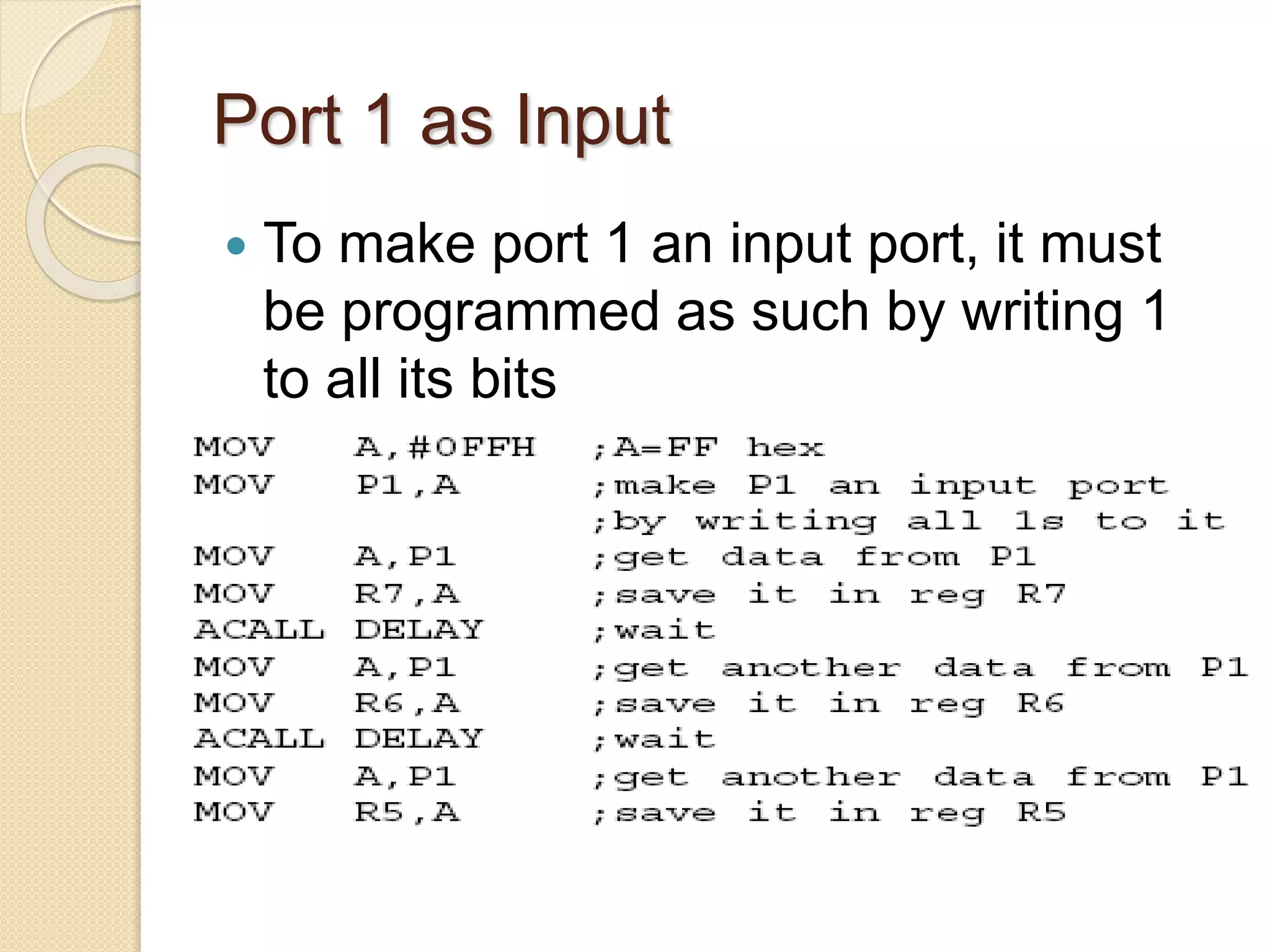 I/O port programming in 8051 | PPTX