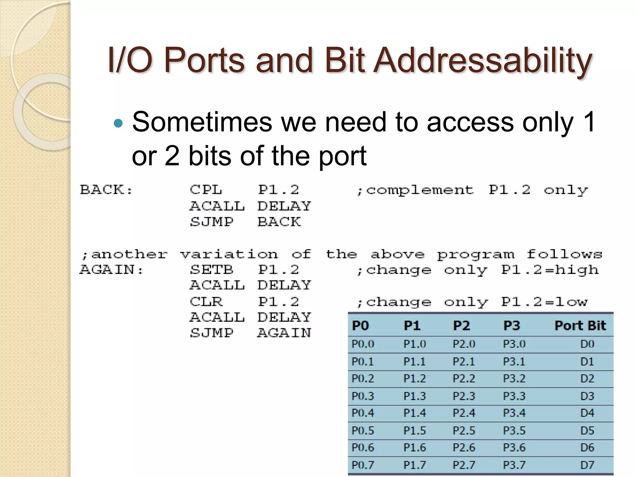I/O port programming in 8051 | PPTX