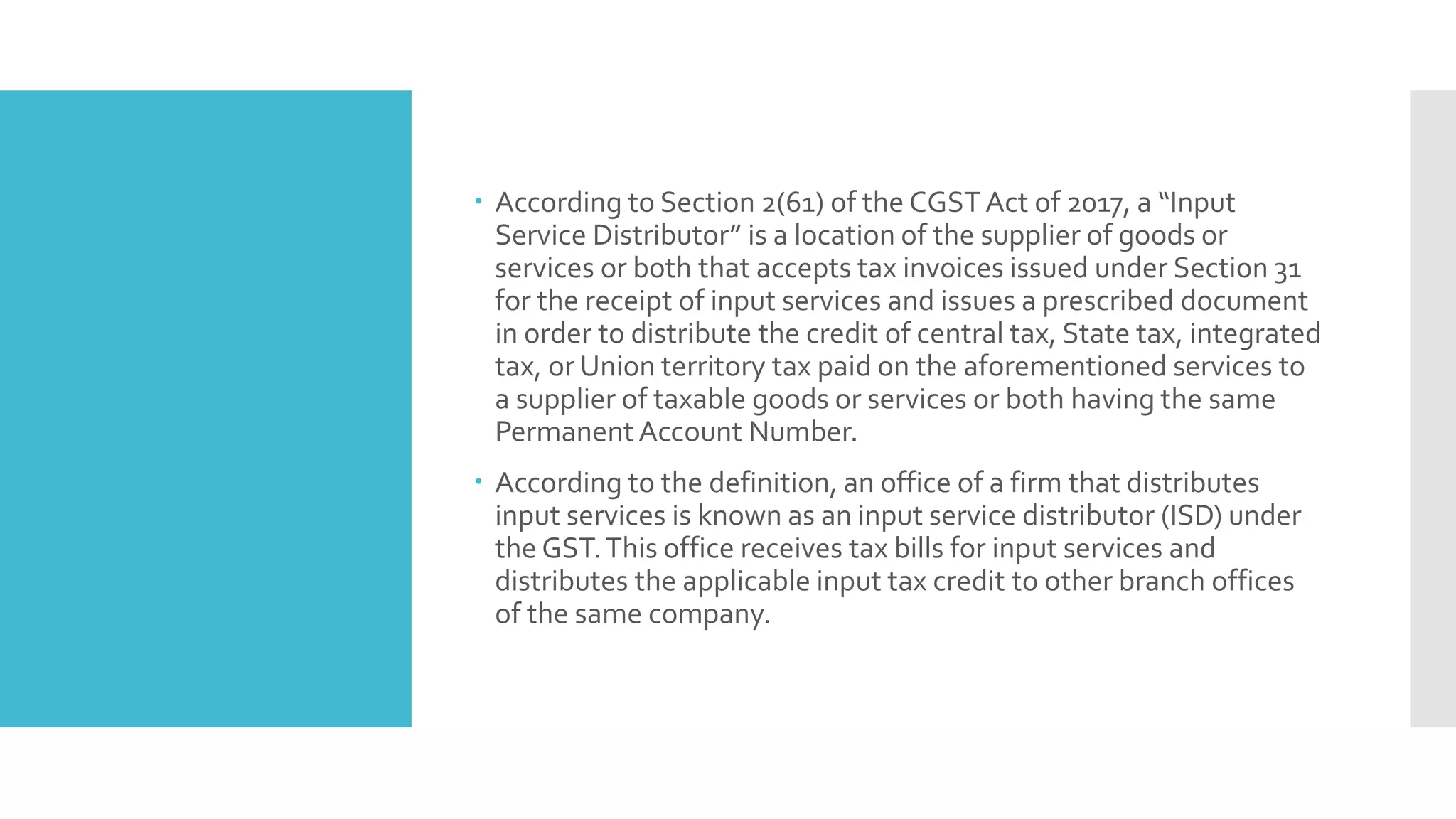 Input Service Distributor (ISD) under GST: Brief Guide | PPTX