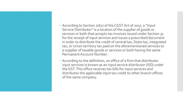 Input Service Distributor (ISD) under GST: Brief Guide | PPTX