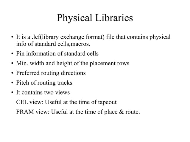 Inputs of physical design | ODP
