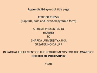 Inputs to be required for thesis or dissertation | PPT | Free Download