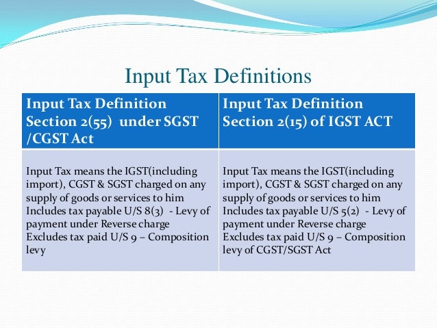 Input tax credit model gst law