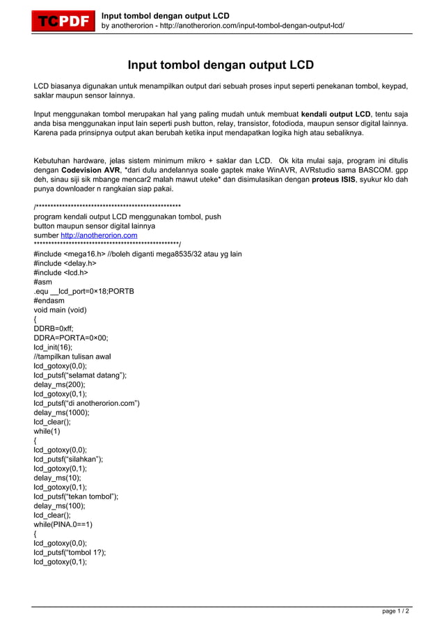 Input tombol dengan_output_lcd | PDF