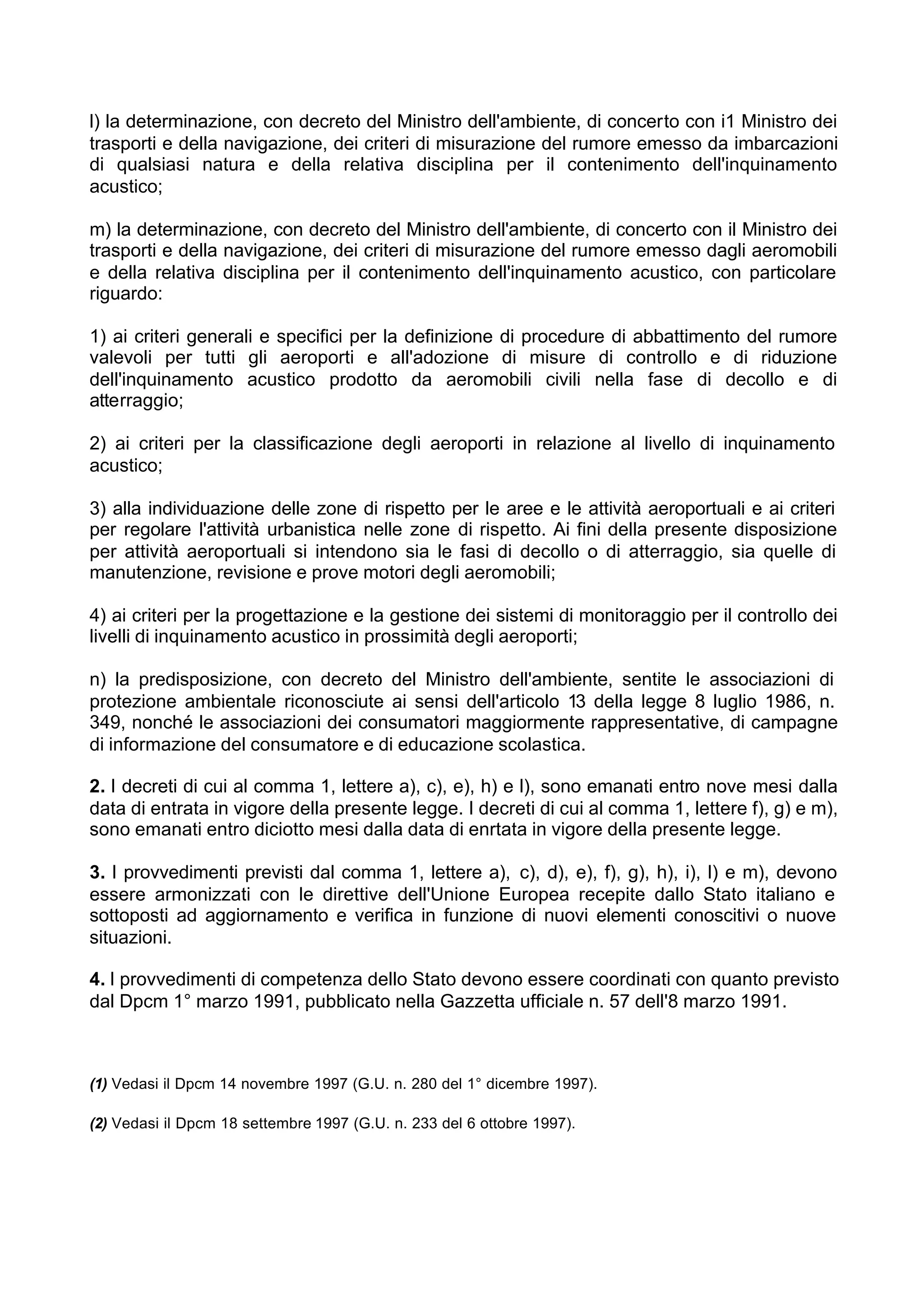 Ambiente - Inquinamento acustico - Decreto Legge n. 447 del 26 ottobre 1995 | PDF