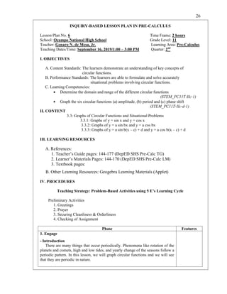 Inquiry-Based Lesson Plans in Pre-Calculus for Senior High School | PDF