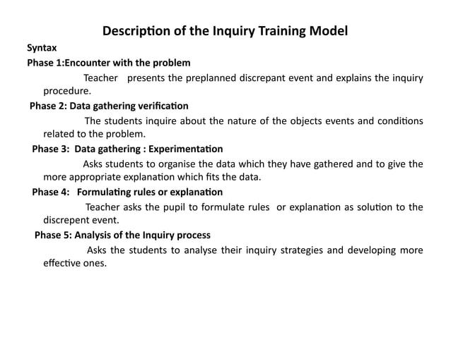 Inquiry Training Model teacher education | PDF
