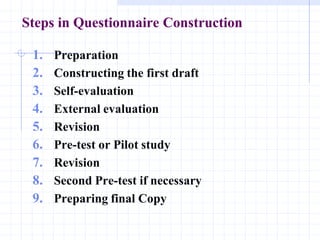 Inquiry forms questionnaire and opinionnaire | PDF