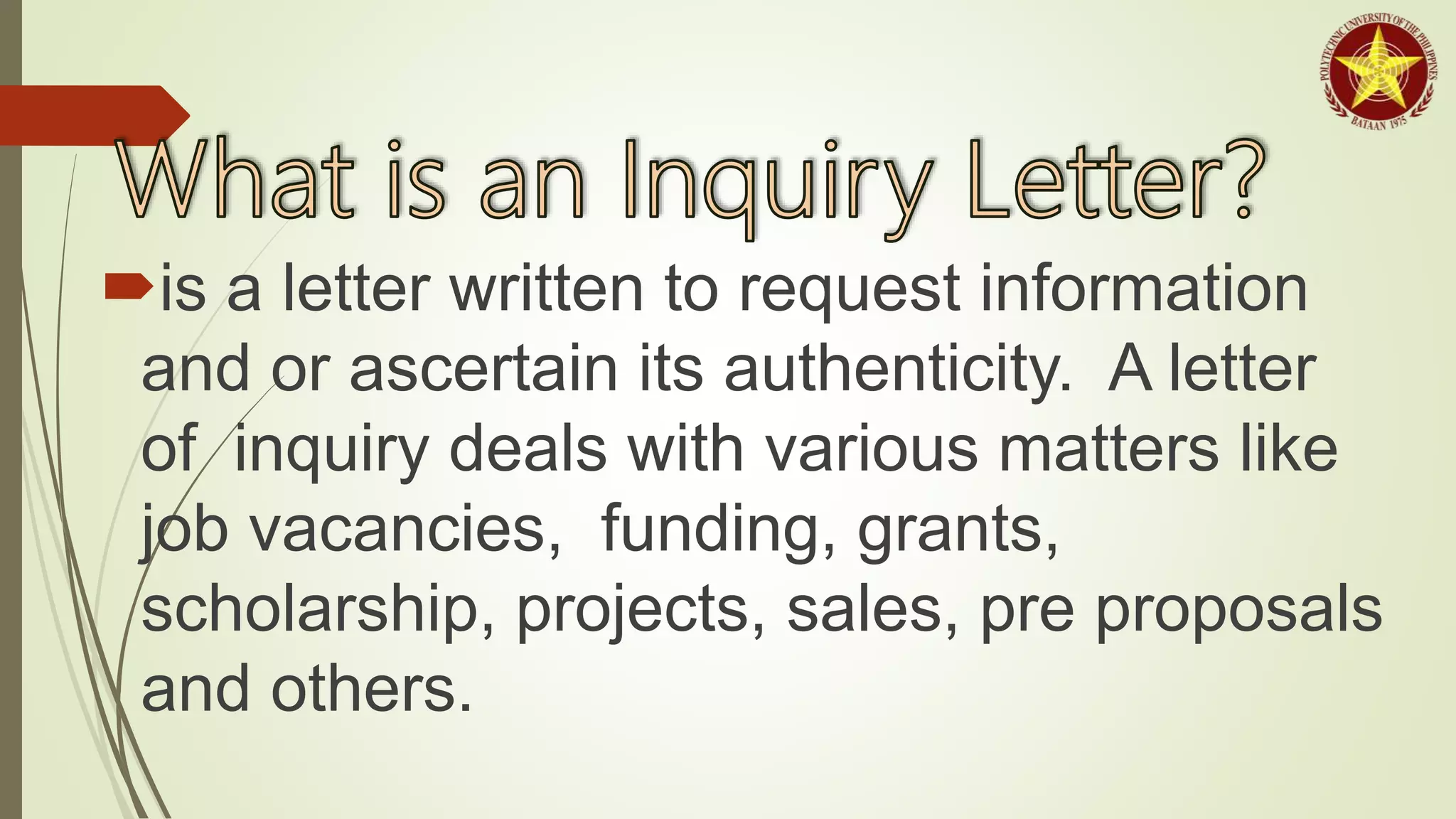 Inquiry letter | PPTX