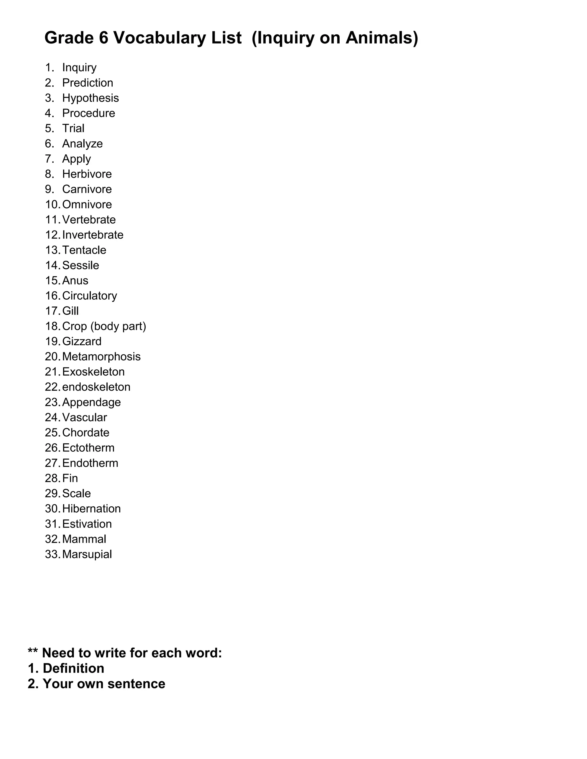 Inquiry on animals knowledge handouts and notes | PDF