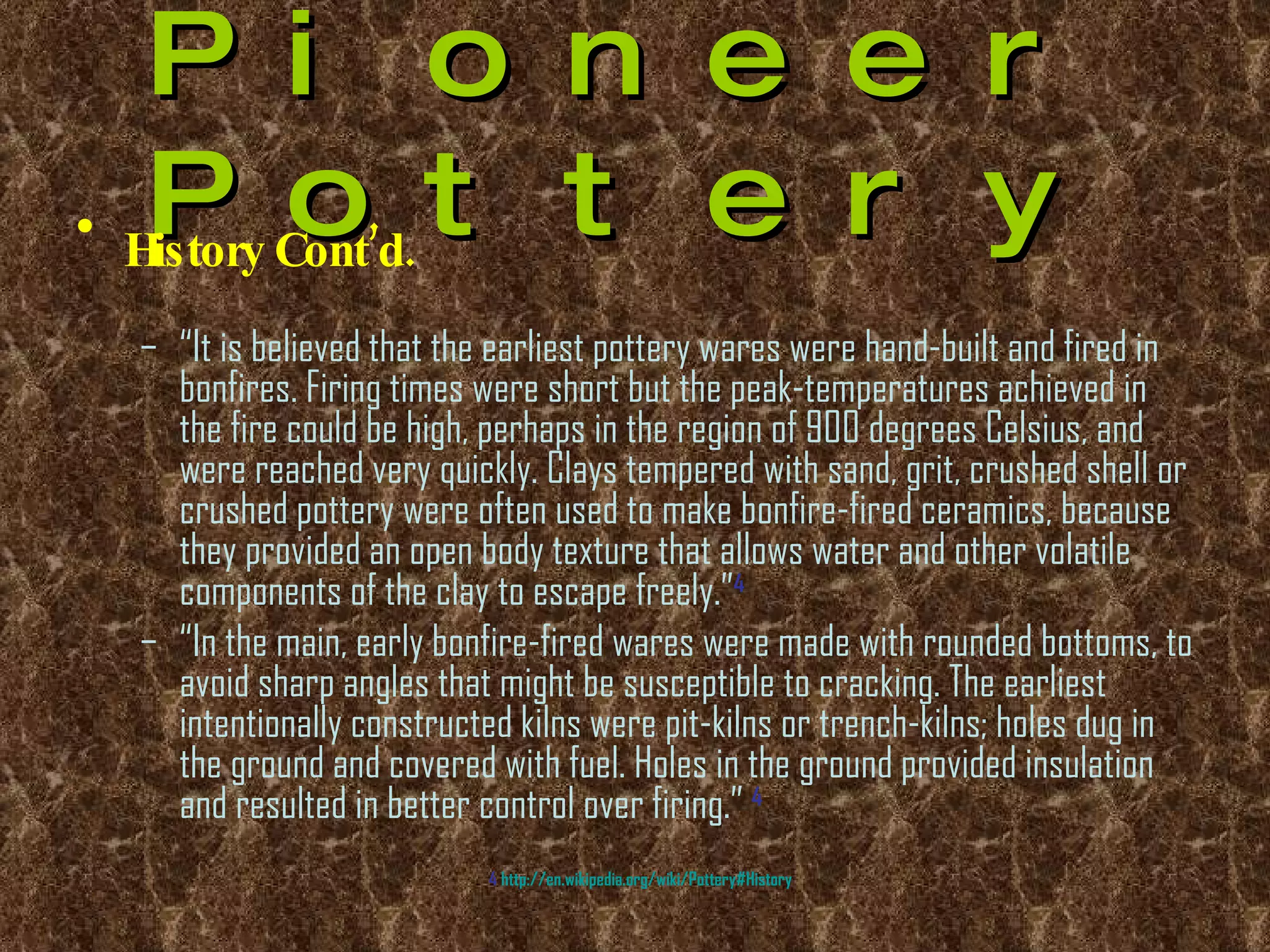 Inquiry Project #2 Pioneer Pottery | PPT
