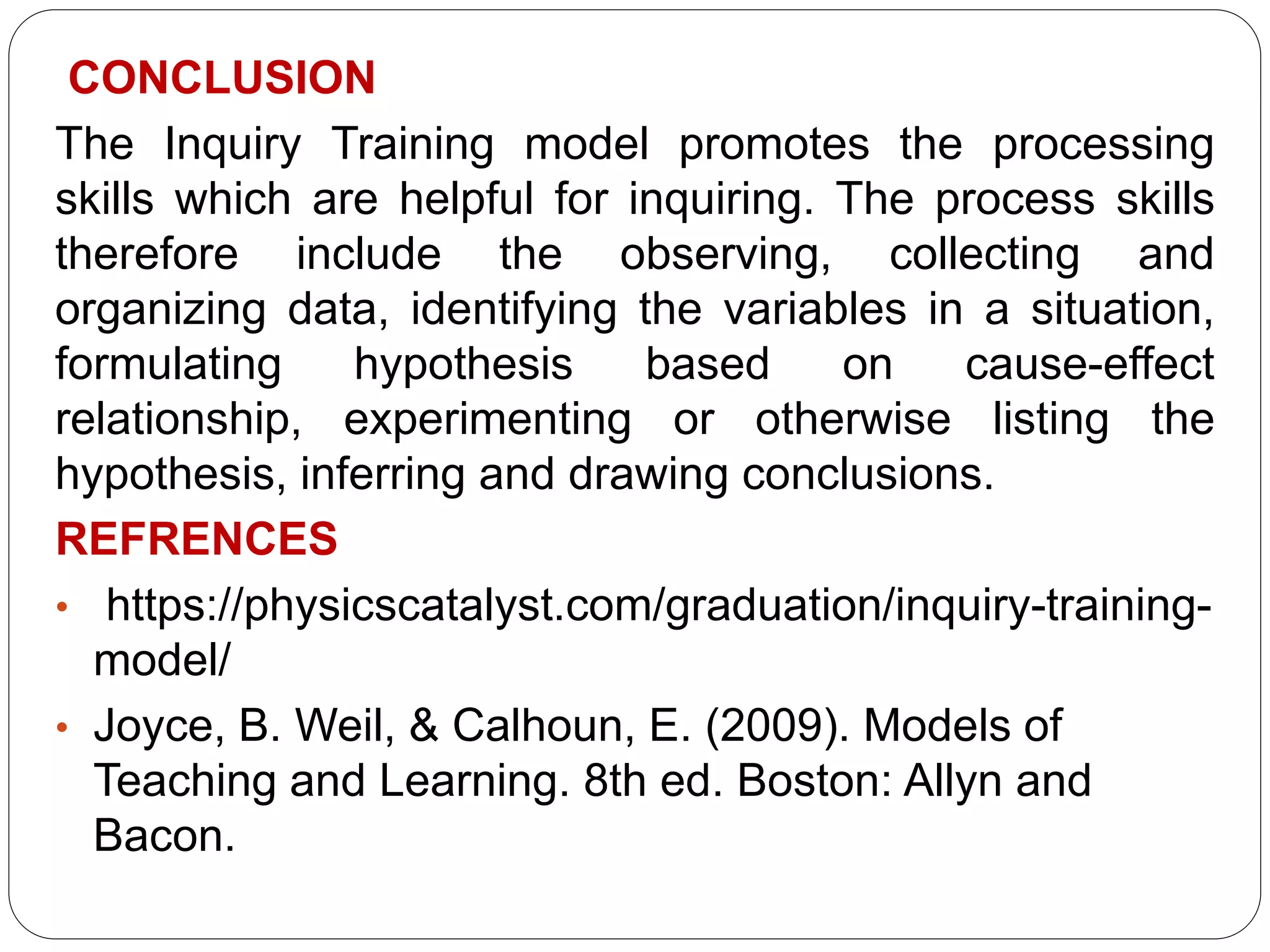 Inquiry training model | PPTX