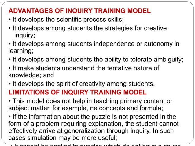 Inquiry training model | PPTX | Professional School | Postgraduate Education
