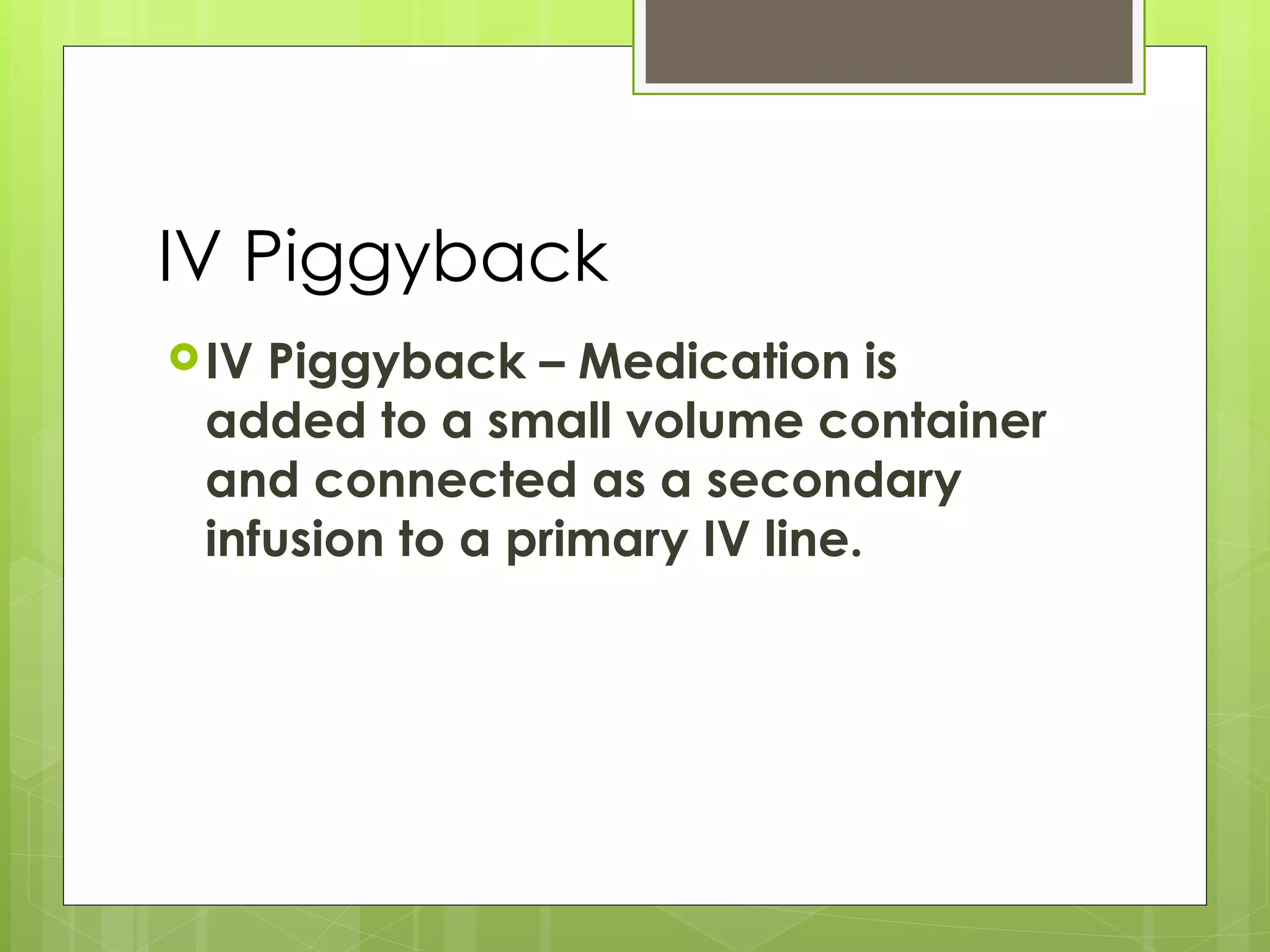 Inravenous fluids and medication | PPT