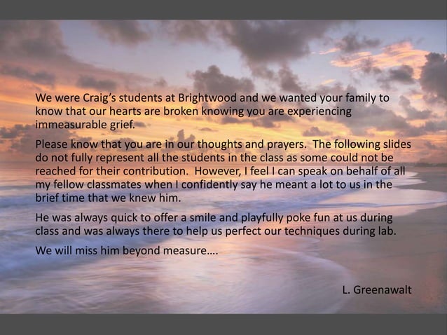 In Remembrance of Craig Odekirk | PPT | Free Download