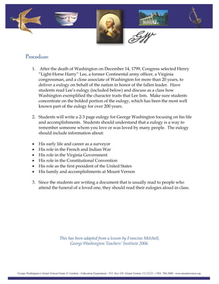 In Remembrance Of George Washington | PDF