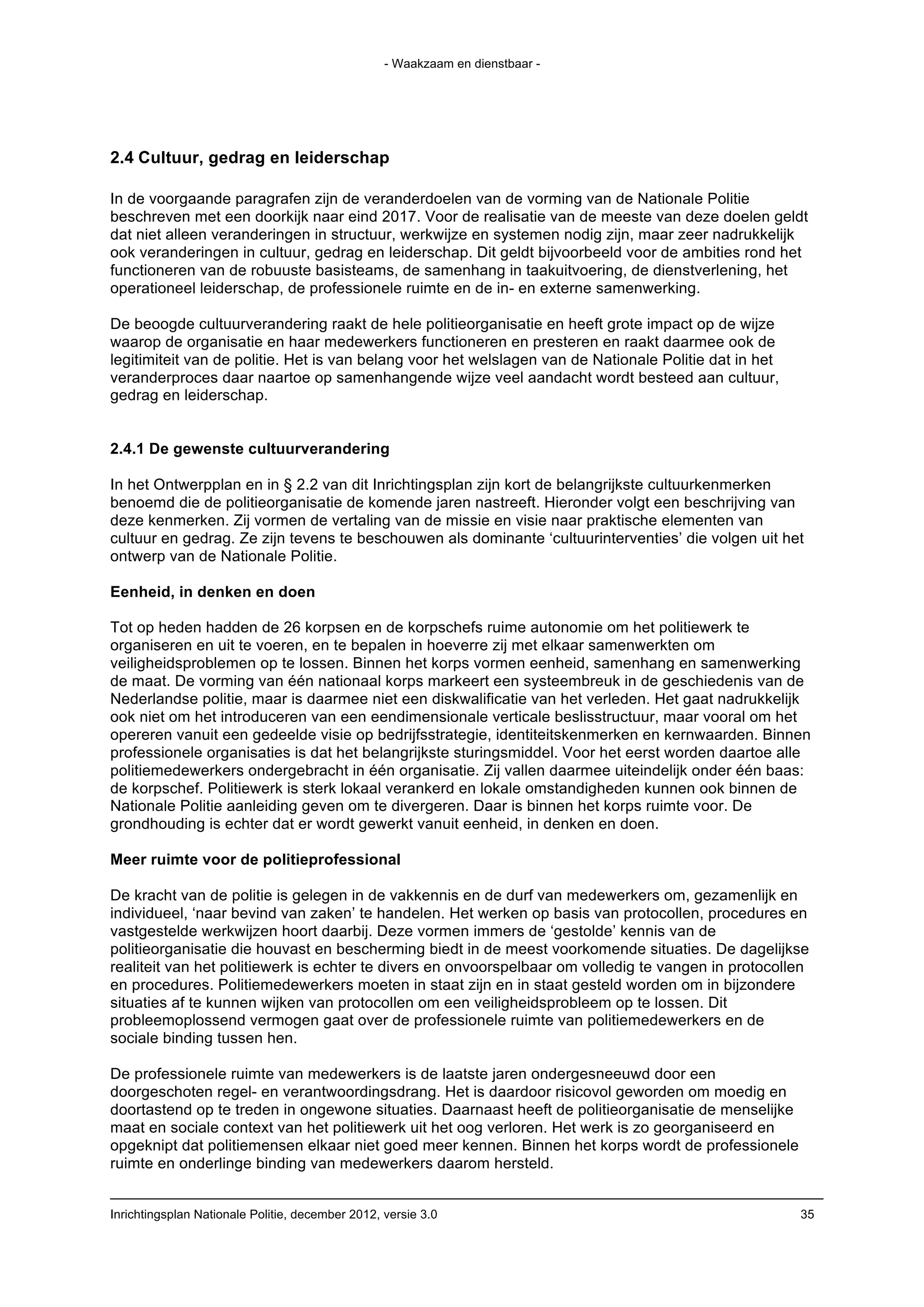 Inrichtingsplan Nationale Politie | PDF