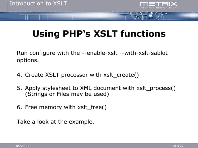 Inroduction to XSLT with PHP4 | PPT