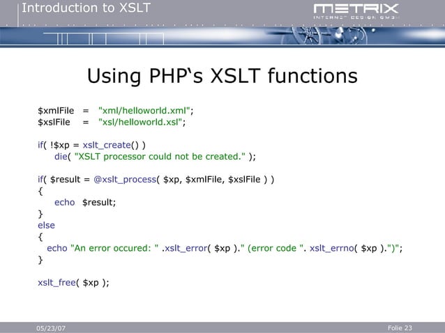 Inroduction to XSLT with PHP4 | PPT