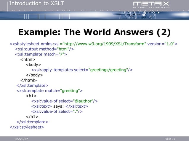 Inroduction to XSLT with PHP4 | PPT
