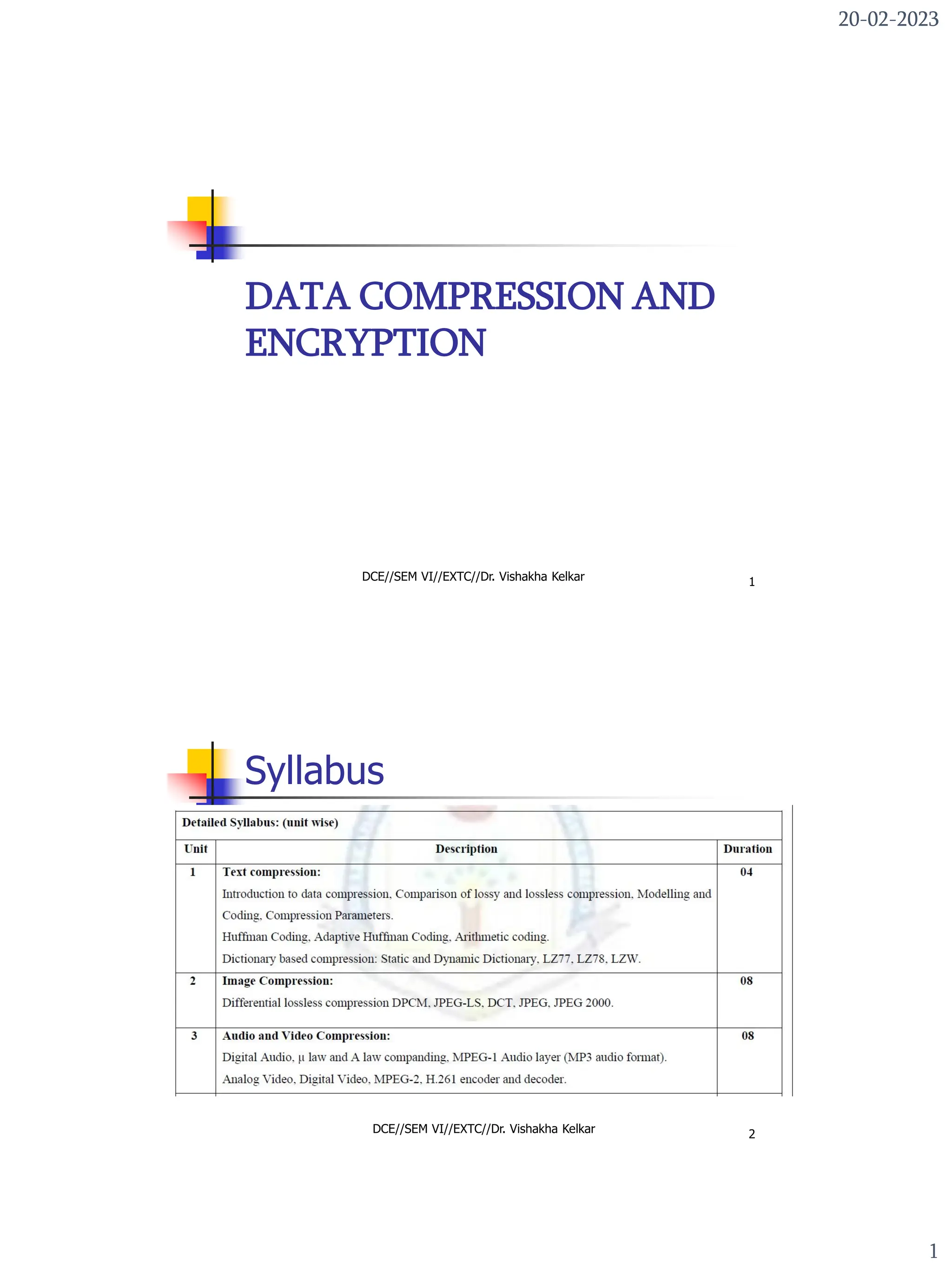 INRODUCTION TO DATA COMPRESSION and ENCRYPTION: Concepts and need | PDF