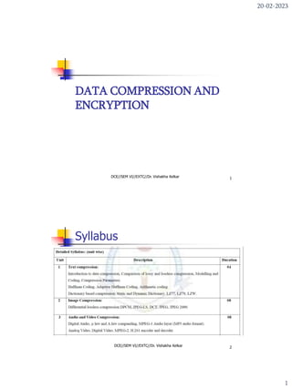 INRODUCTION TO DATA COMPRESSION and ENCRYPTION: Concepts and need | PDF