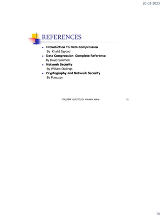 INRODUCTION TO DATA COMPRESSION and ENCRYPTION: Concepts and need | PDF