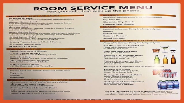 In room dining or room service | PPTX