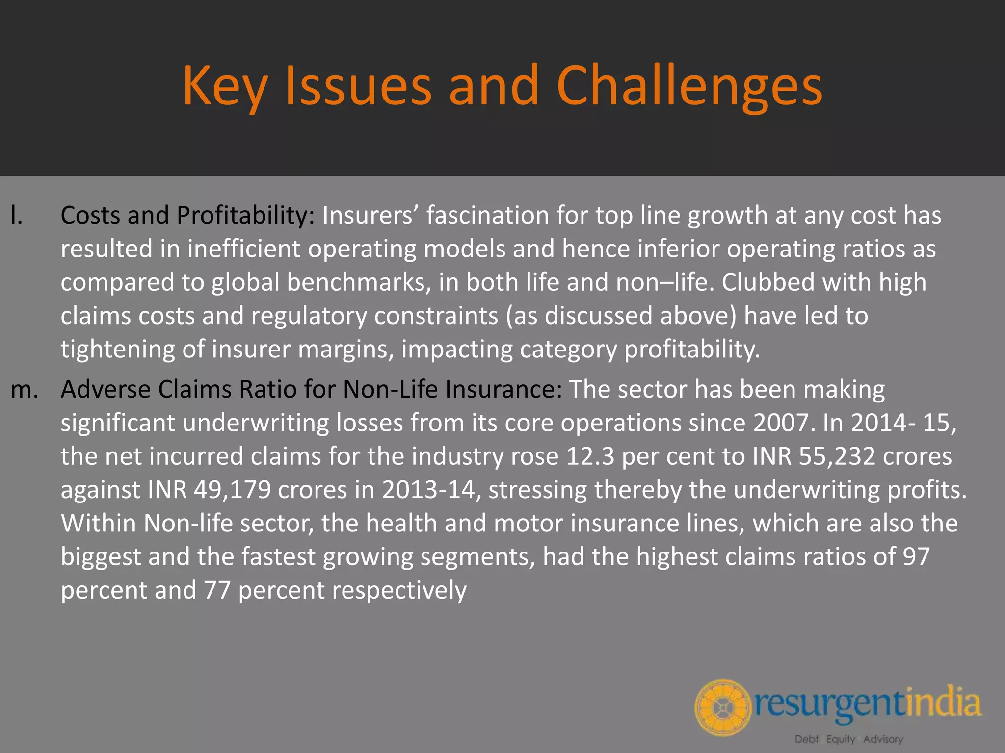Indian Insurance Industry - Key Issues and Challenges - Part - 2 | PPTX