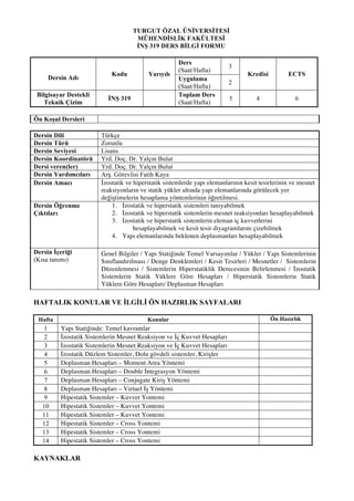 Ins319 ders bi̇lgi̇ formu | PDF