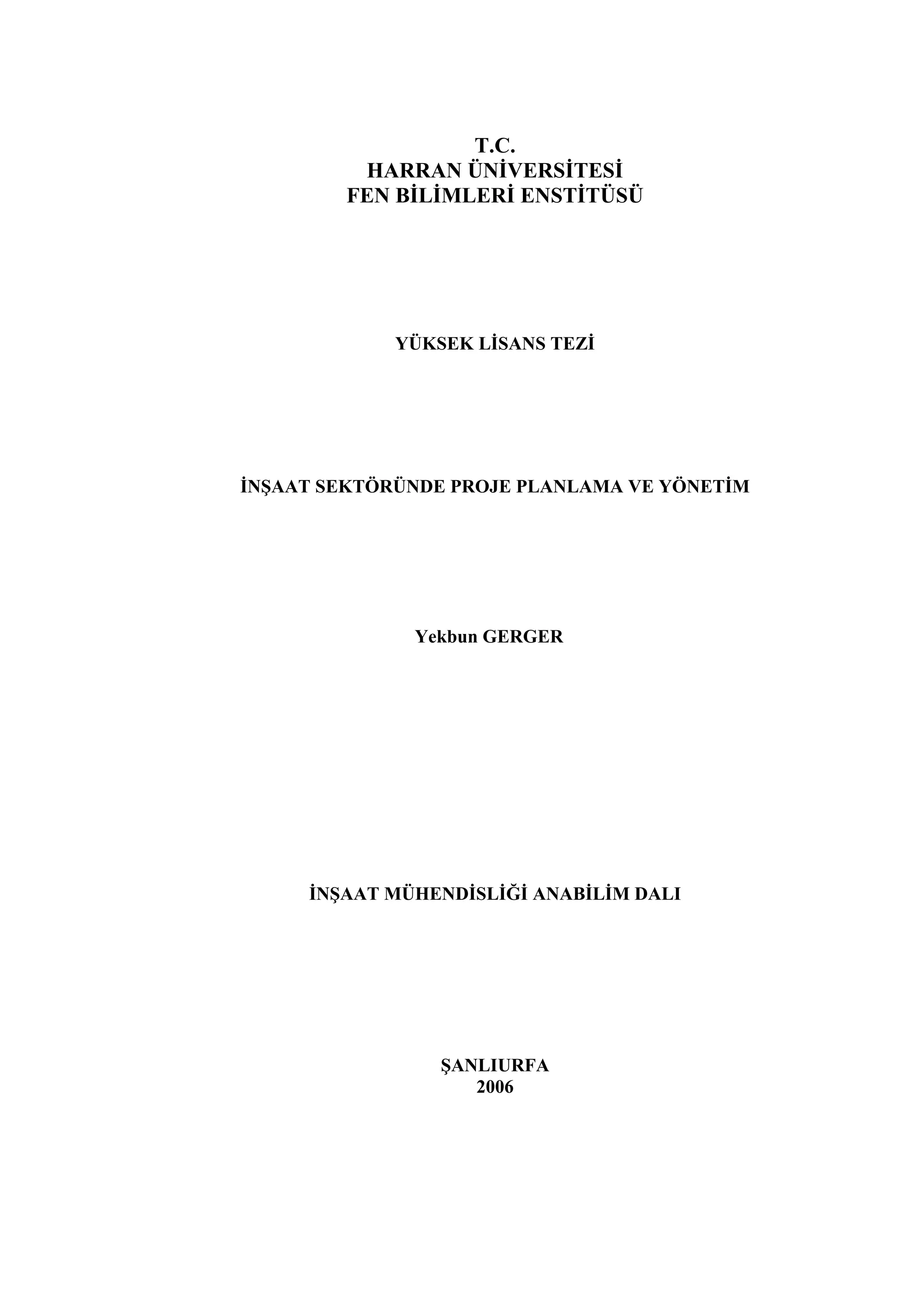 İnşaat Sektöründe Proje Planlama ve Yönetim | PDF