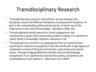 Ins and outs of transdisciplinary research | PPT