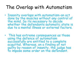 A2 Law Defences - Lecture on Insanity | PPTX