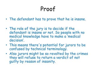 A2 Law Defences - Lecture on Insanity | PPTX
