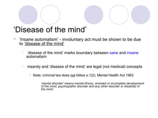 Insanity PP by Miss L Hutton | PPT | Mental Health | Diseases and ...