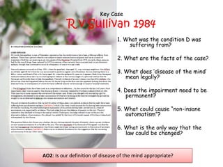 Insanity and automatism 2011 12 | PPTX | Medical Health