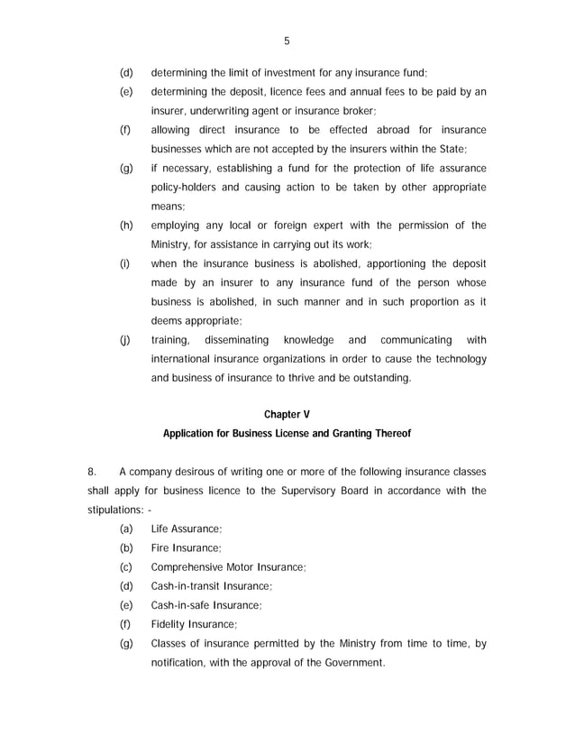 insurance business law of Myanmar-eng.pdf | Life Insurance | Insurance