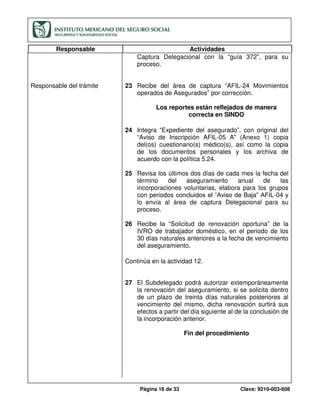 Procedimiento interno IMSS Inscripción a las trabajadoras domesticas | PDF