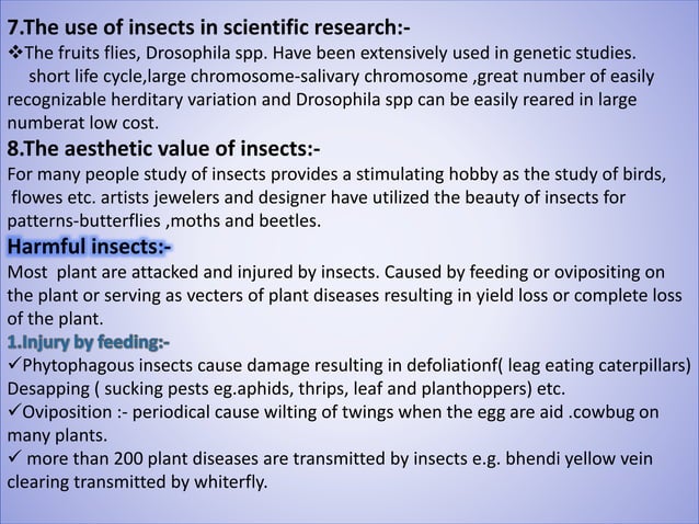 General – Economic classification of insect. | PPTX