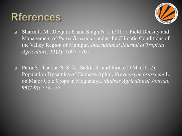 Insect pest of cole crops and their management | PPTX