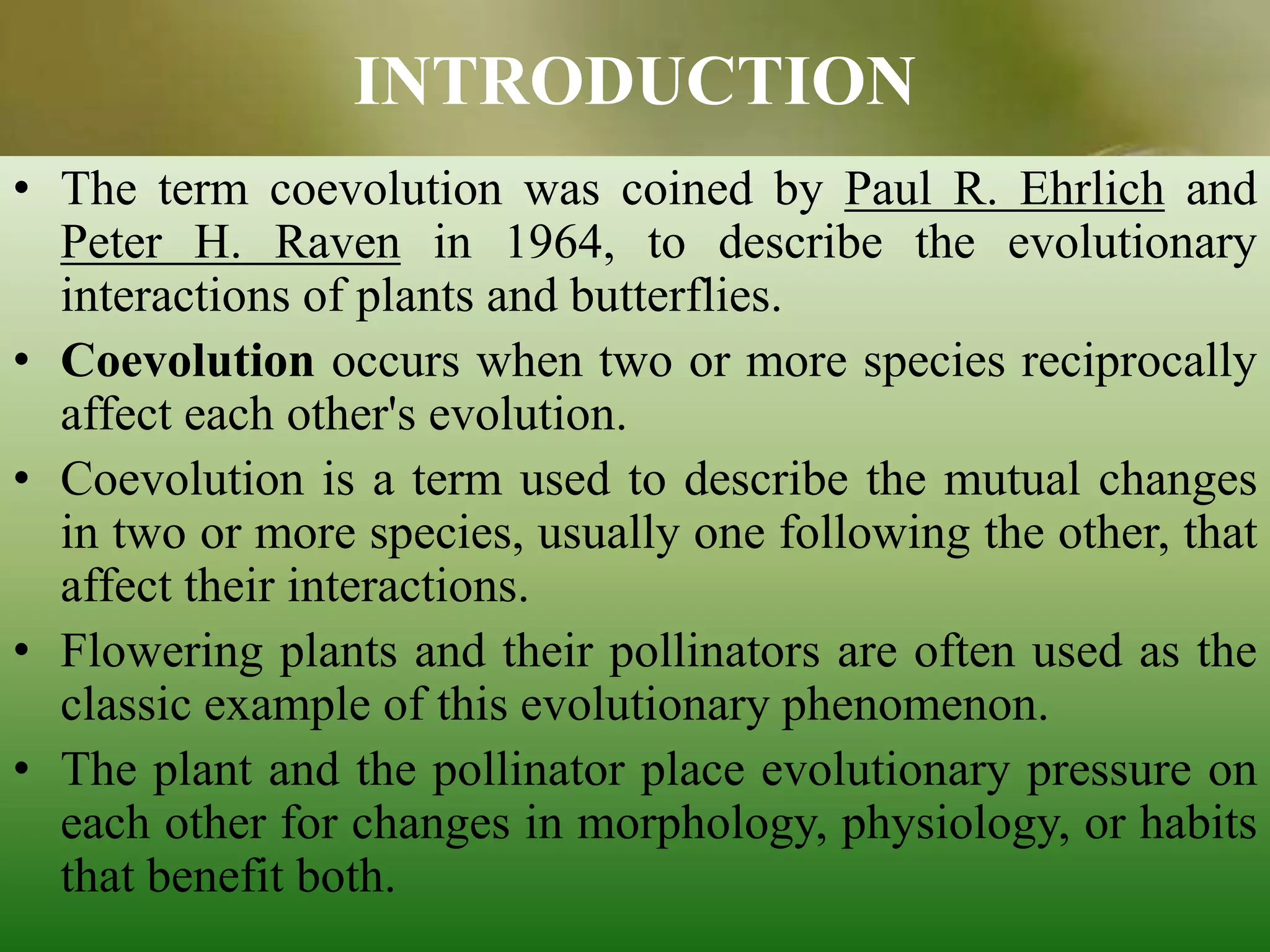 COEVOLUTION OF PLANT AND INSECT POLLINATORS | PPTX