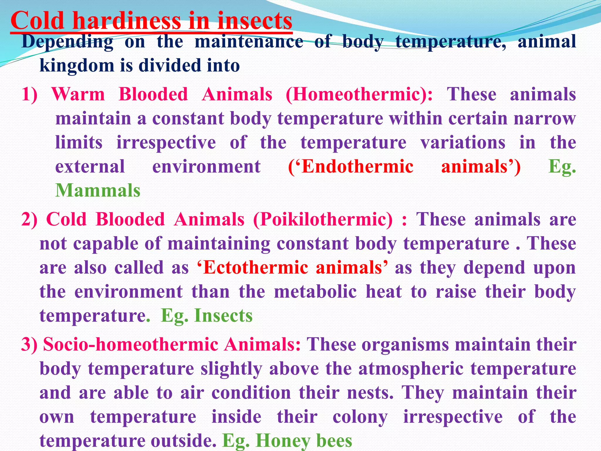 Diapause and cold hardiness in insects – biochemical aspects | PPTX