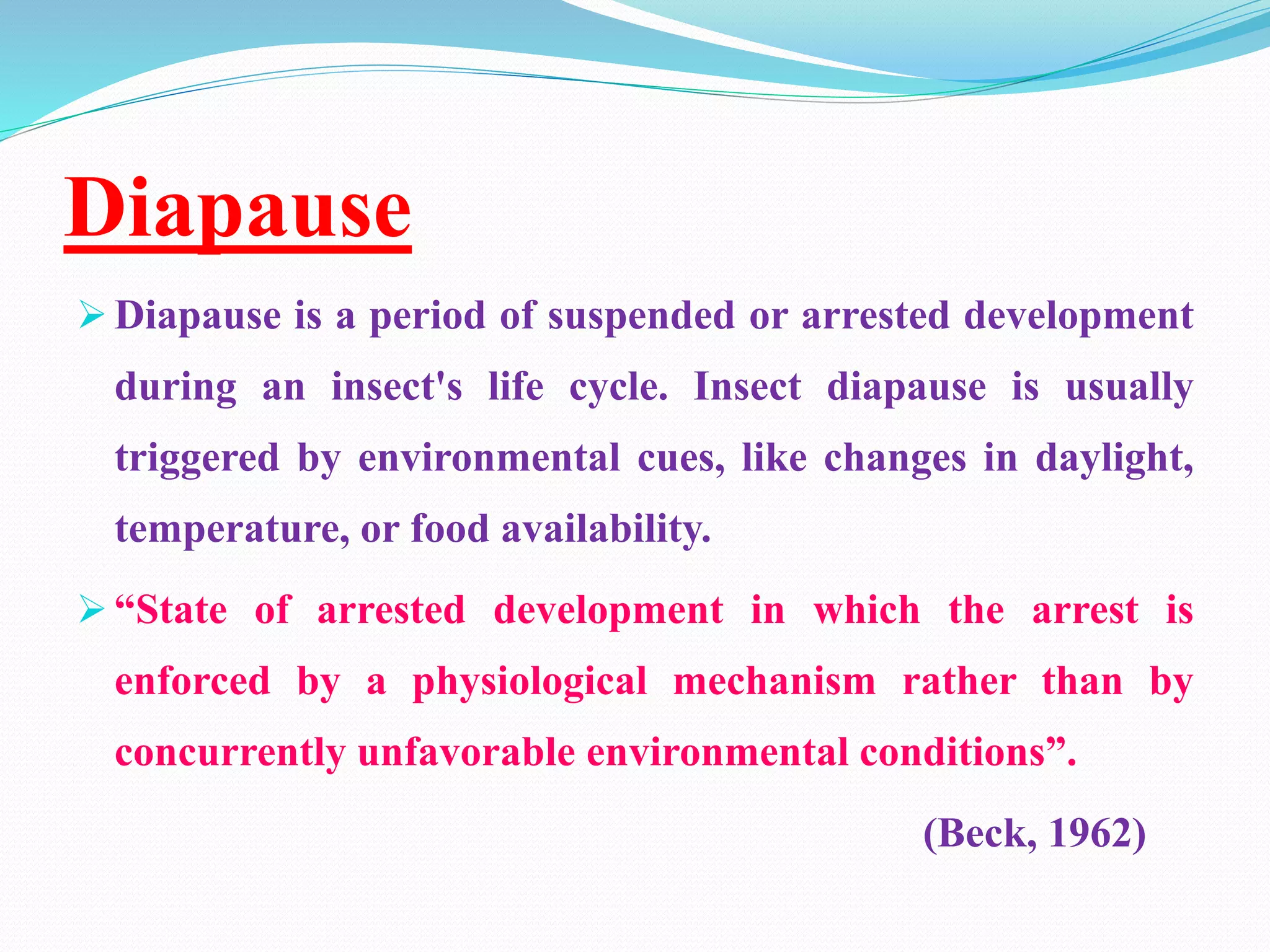 Diapause and cold hardiness in insects – biochemical aspects | PPTX