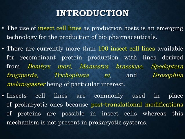 Insect cell culture | PPTX | Biotech and Biomedical Industry | Industries
