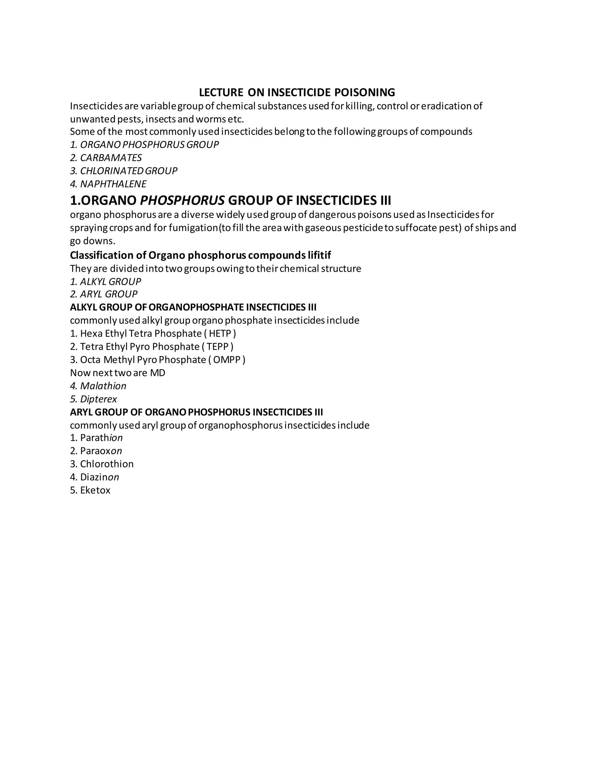 Insecticide Poisoning | DOCX