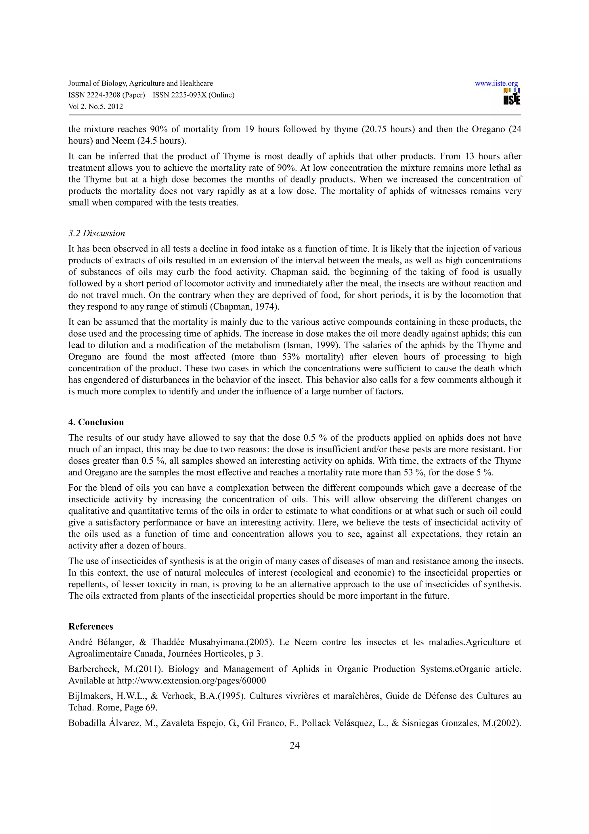 Insecticide effect of plant extracts on aphids of watermelon | PDF