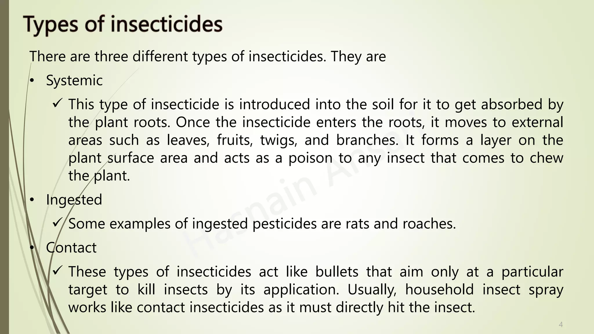 Insecticides and its clinical effects | PPT