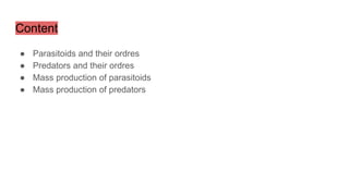 Insect orders bearing predators and parasitoids used in pest control ...